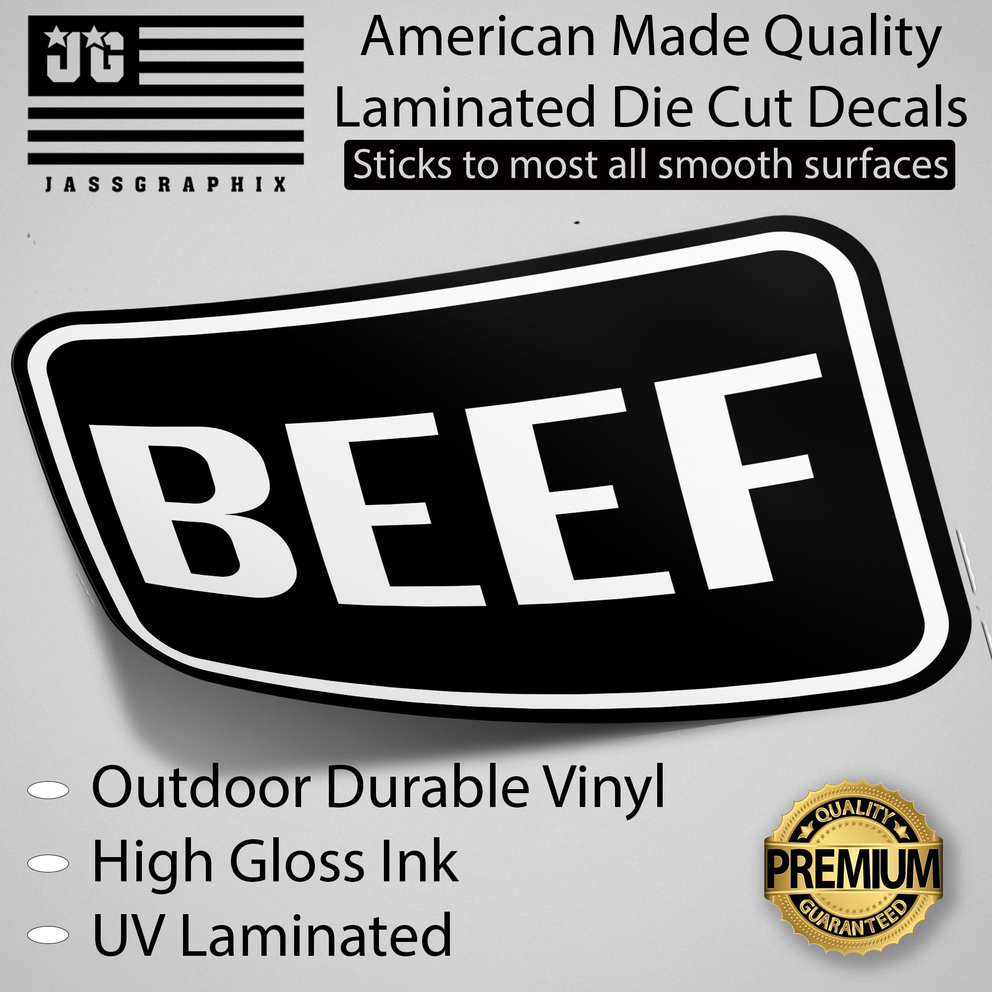 Beef Decal Pack of 4 Stickers - Jass Graphix