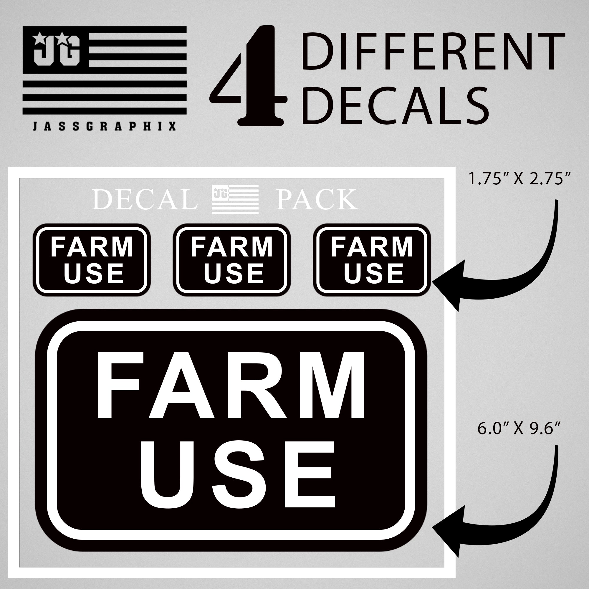 Farm Use Decal Pack of 4 Stickers - Jass Graphix