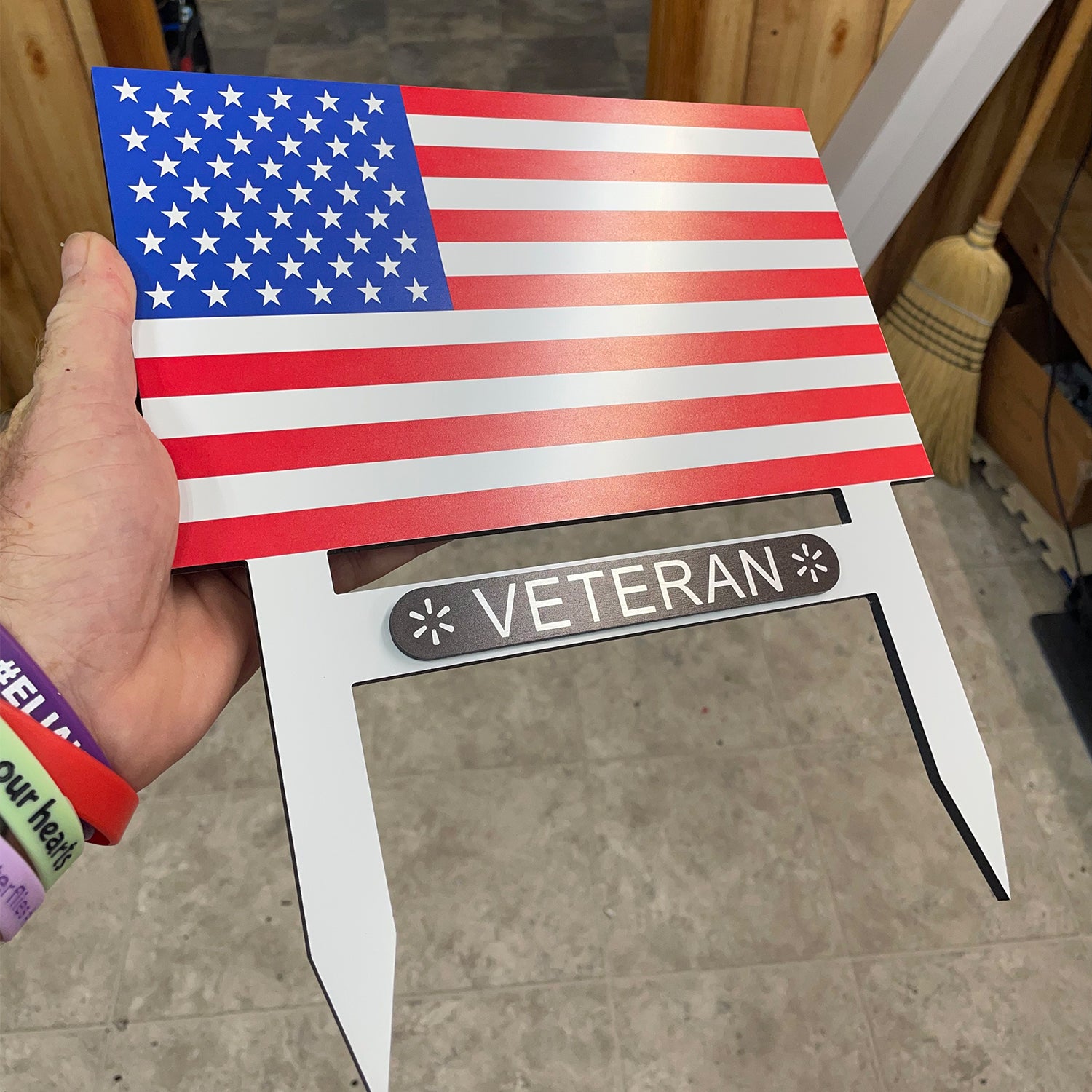 12" Flag Sign For Veterans - Full Color or Black and White - Jass Graphix