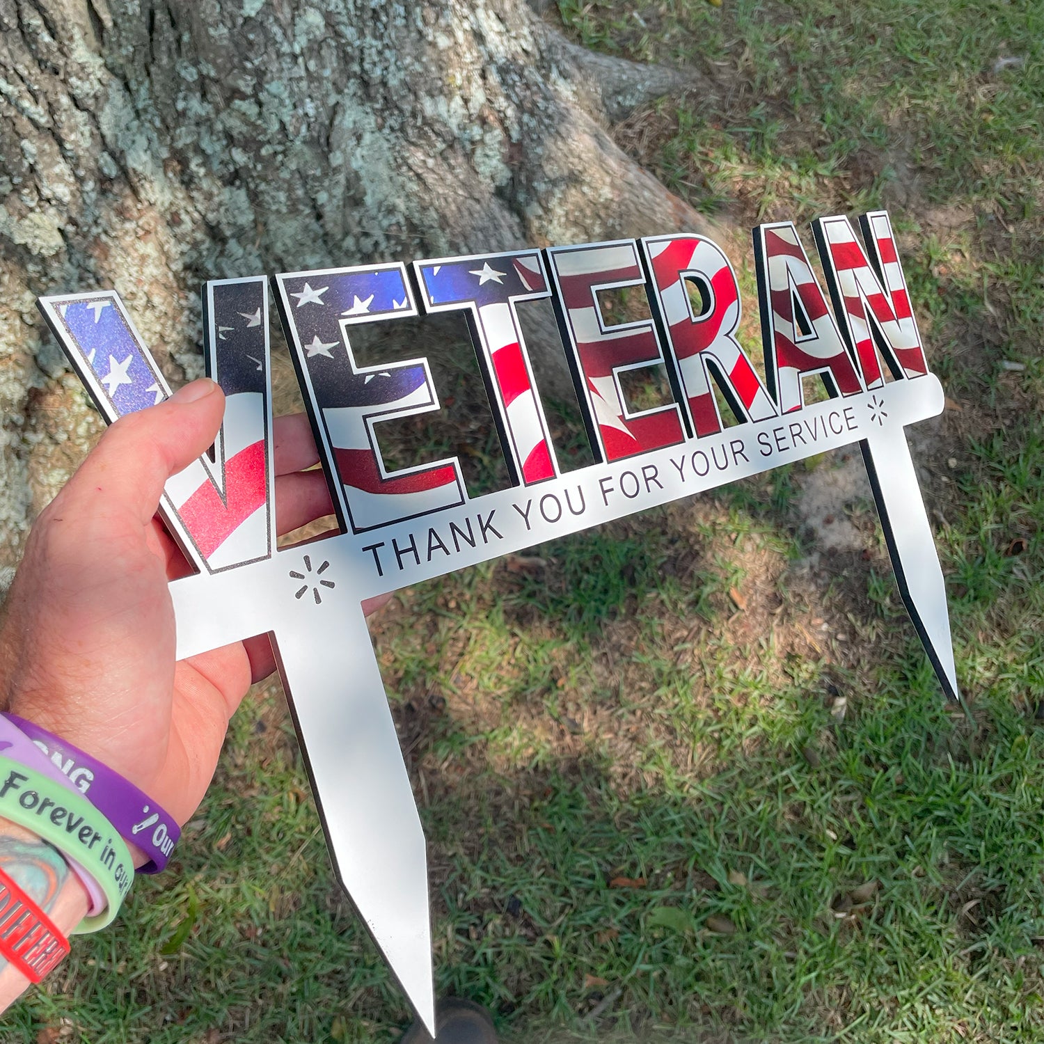 18" Veterans Word American Flag Sign - Jass Graphix