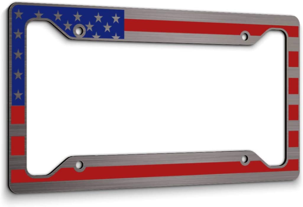License Plate Frame American Flag Brushed Aluminum Car Tag Frame - Jass ...